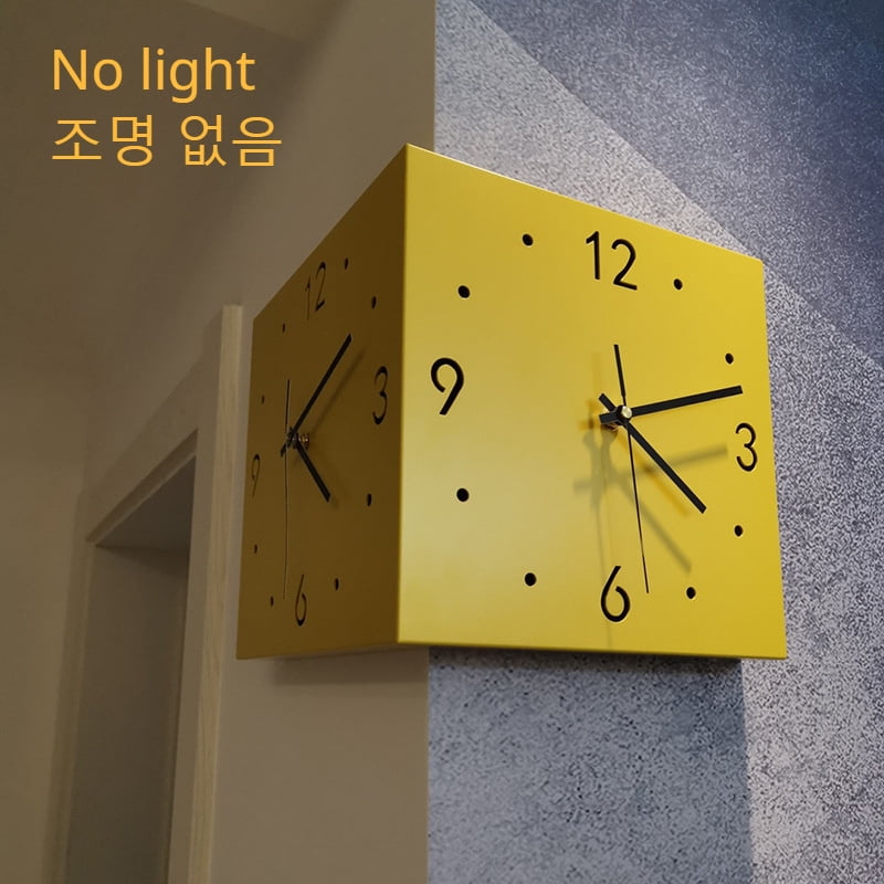 Creative Light Sensor Corner Wall Clock Square Simple Double Sided Wall ...