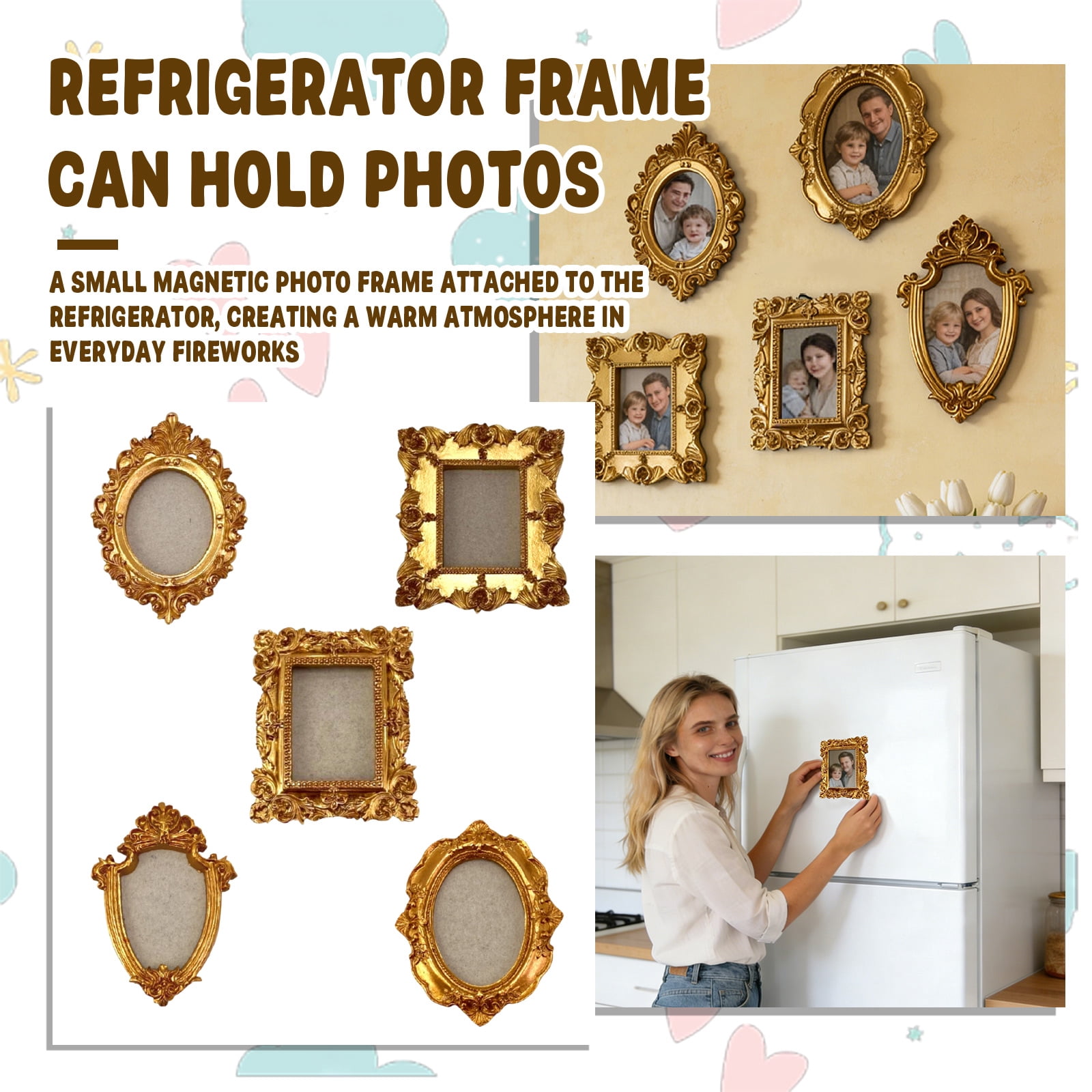 Creative Magnetic Decorative Photo Frame Refrigerator Magnet For Wall ...