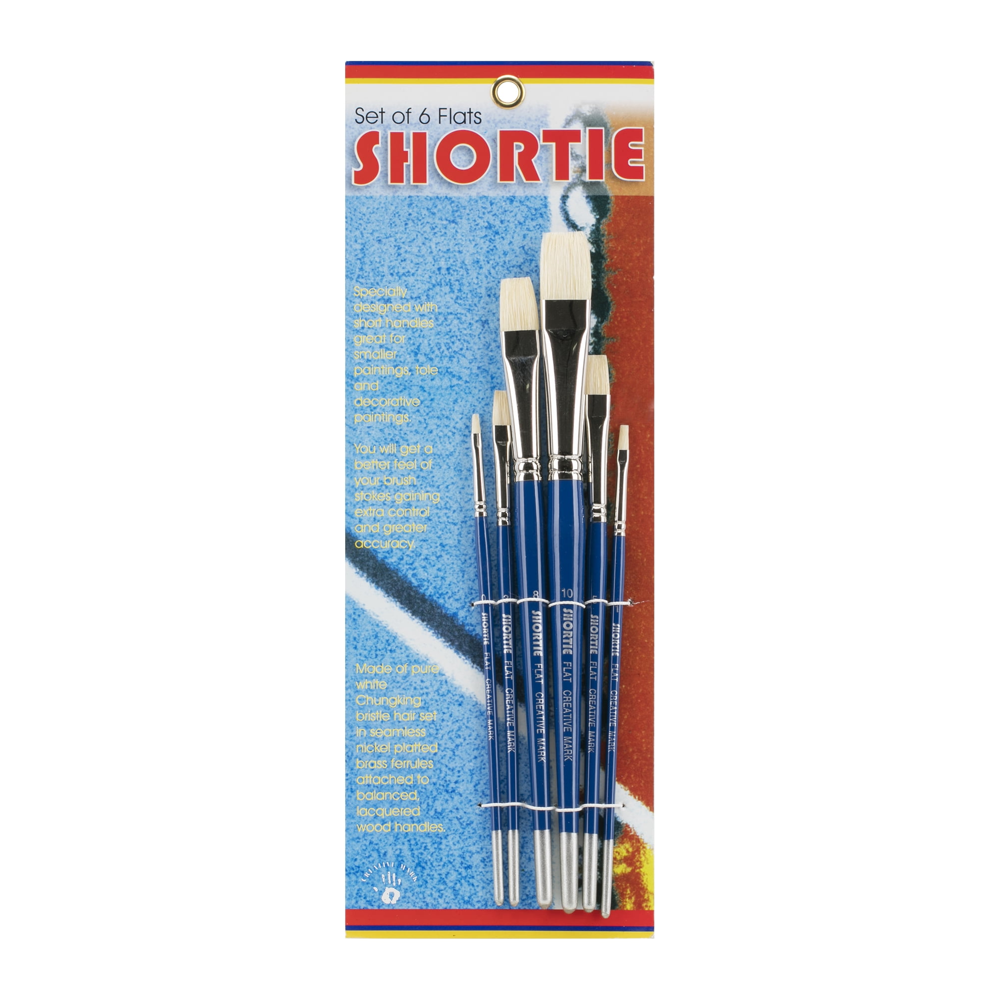 Creative Mark 6 Piece Flat Short Handle Paintbrush Set, Perfect For Oil ...