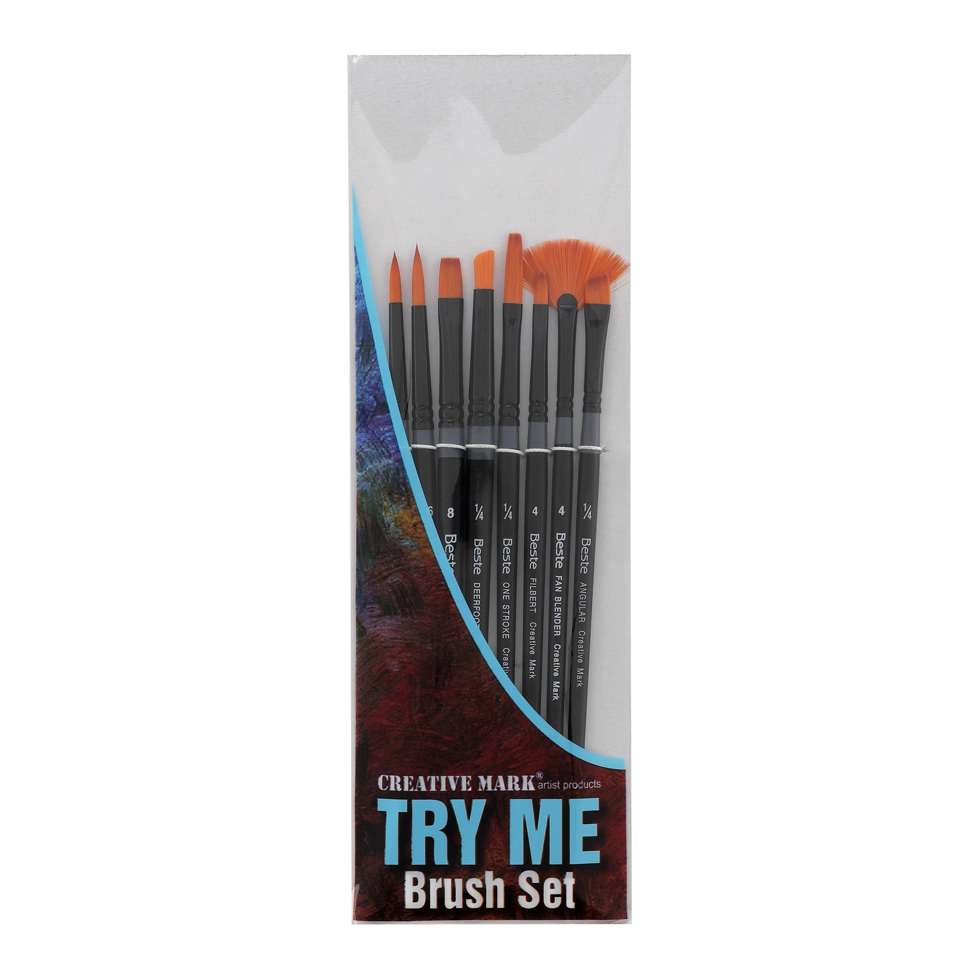 Creative Mark Best Golden Taklon Paint Brushes - Try-Me Crafting Set of ...