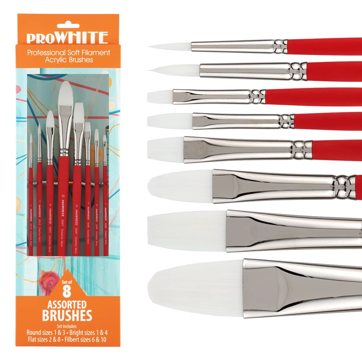 Creative Mark Pro White Soft Filament Acrylic Paint Brushes - Assorted ...