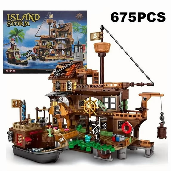 Creative Medieval Pirate Island Fortress Castle Building Blocks ...