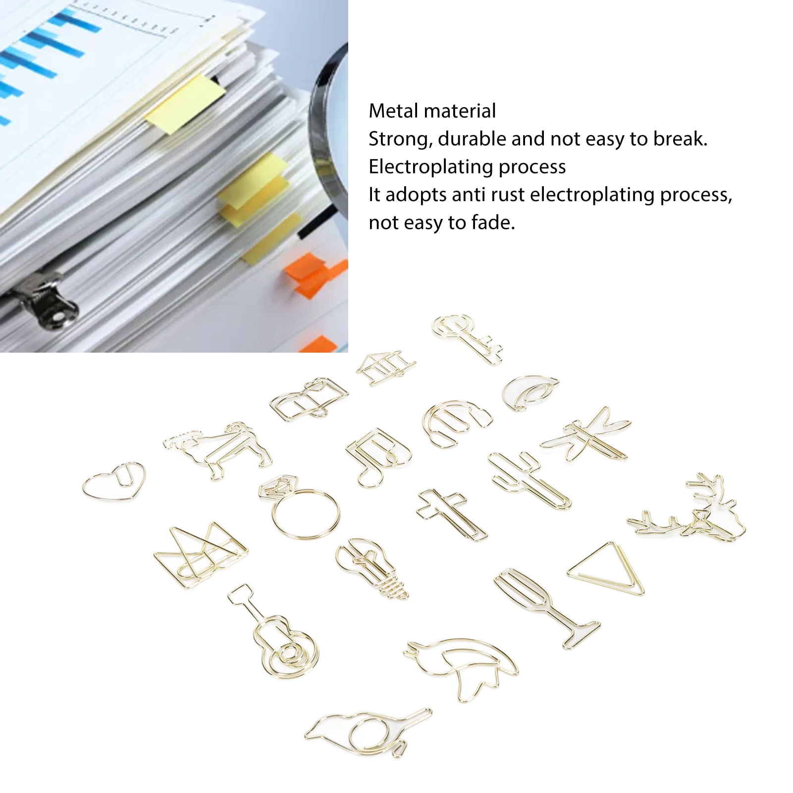 Creative Metal Marking Clips, 20 Shapes, Gold Electroplated, Bookmarks ...