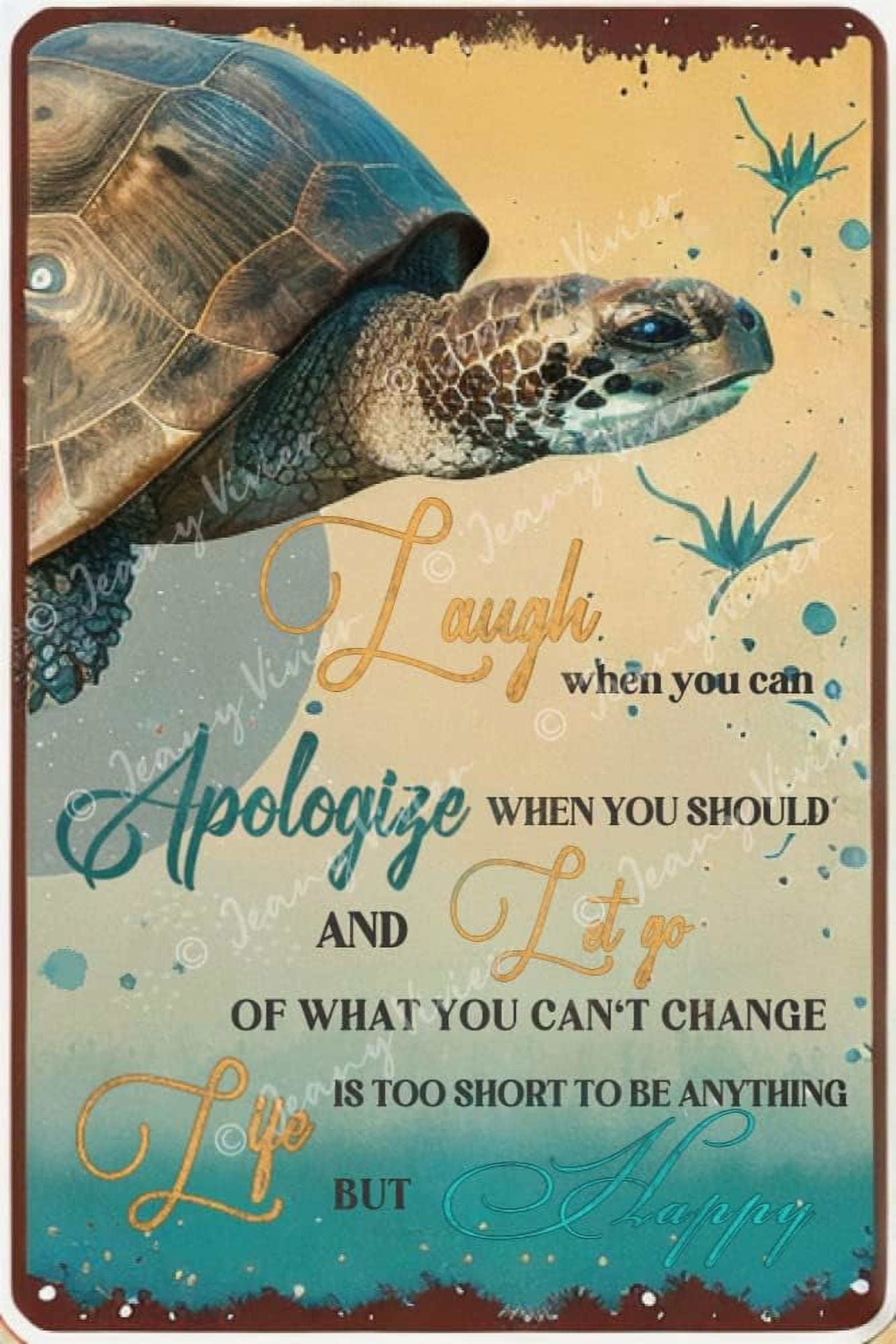 Creative Metal Tin Sign Life is Short Sea Turtle Funny Tin Sign Summer ...