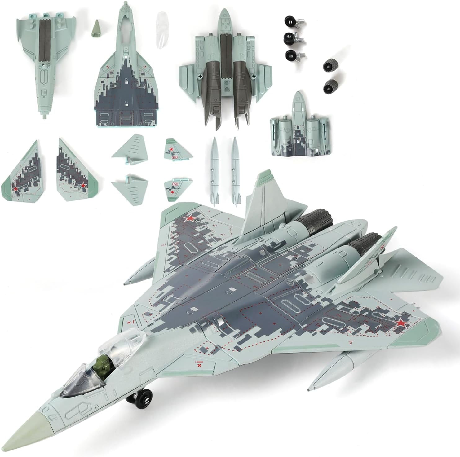 Creative Military Series Building Blocks F14 Su57 F22 M1070 Military ...