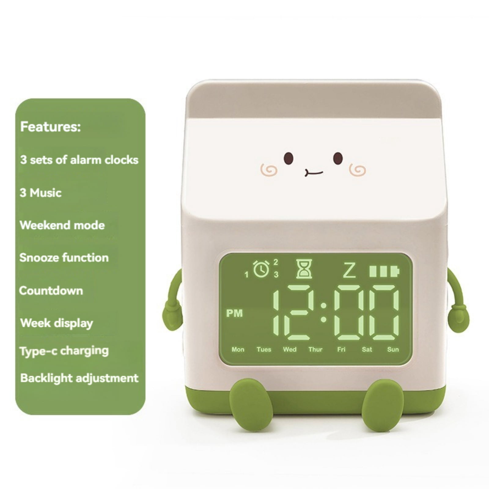 Creative Milk Box Digital Alarm Clock Date Display Mini Cute Table ...
