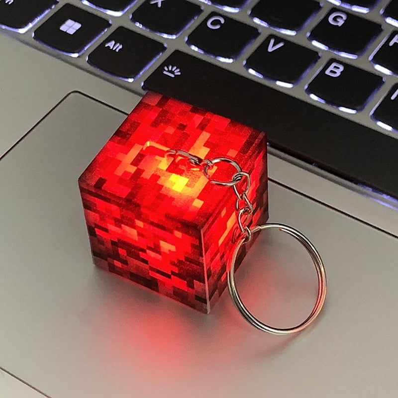 Creative Minecraft small square keychain game merchandise luminous cube ...