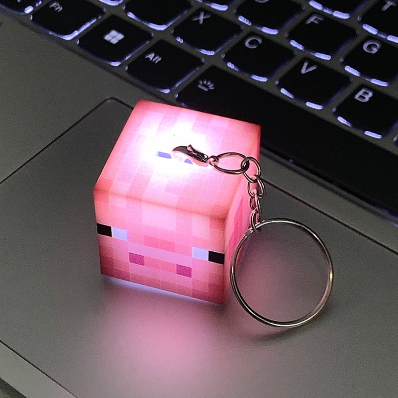 Creative Minecraft small square keychain game merchandise luminous cube ...