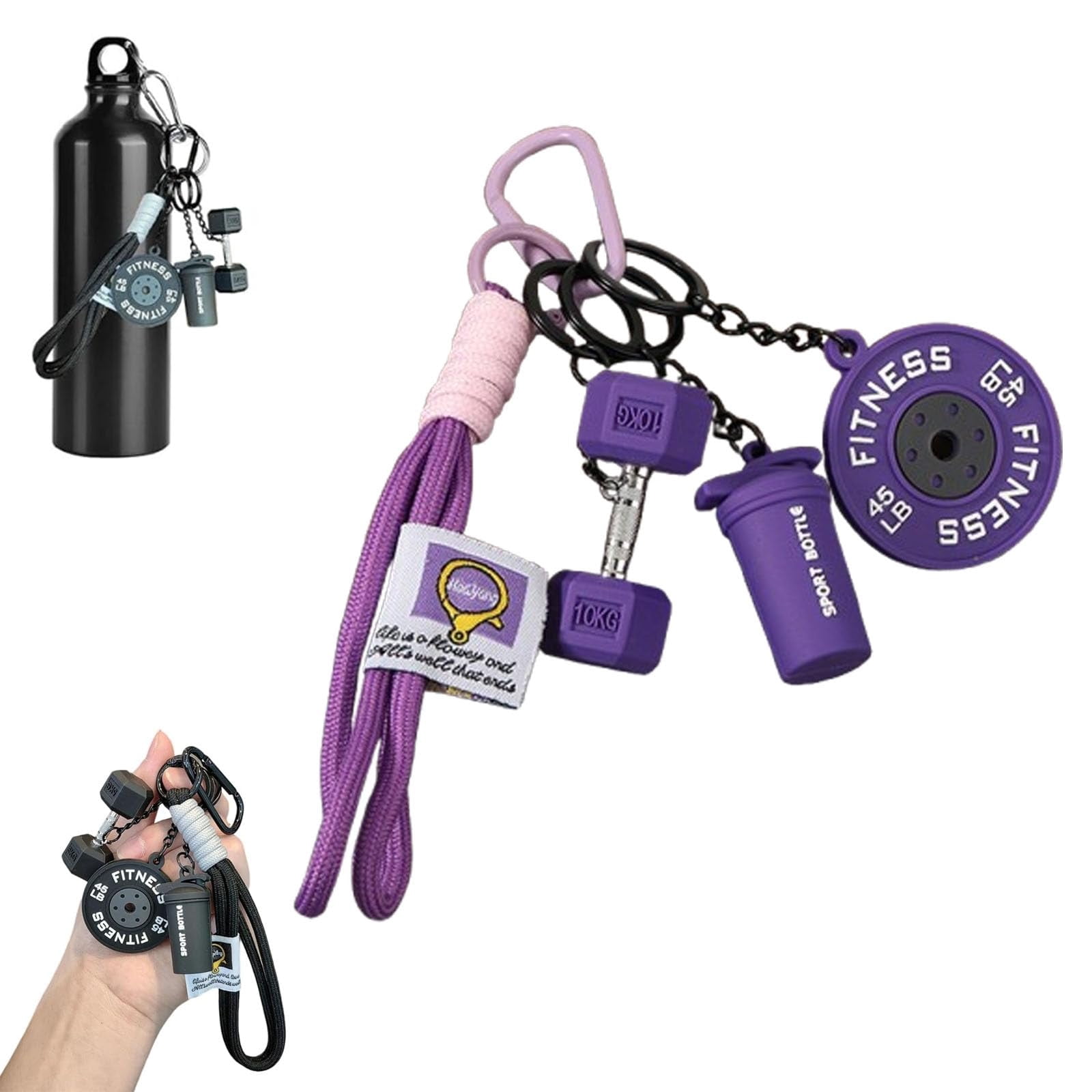 Creative Mini Gym Barbell Plate Keychain, Fitness-Themed Keychain Set ...
