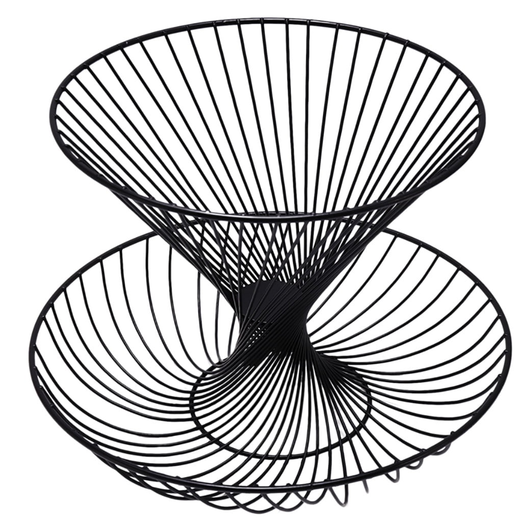 Creative Modern 2-Layers Metal Storage Display Stand Bowl Kitchen Fruit ...