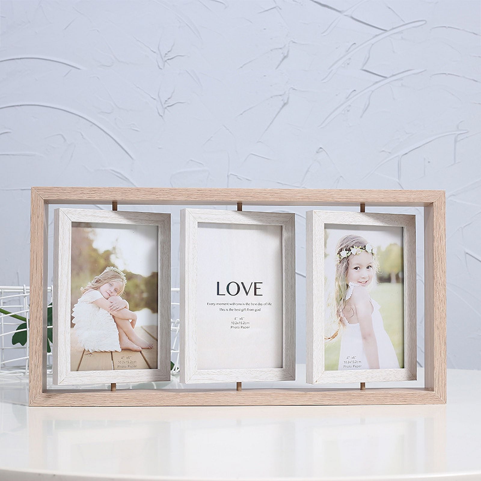 Creative Nordic 6-inch wooden double-sided rotating photo frame ...