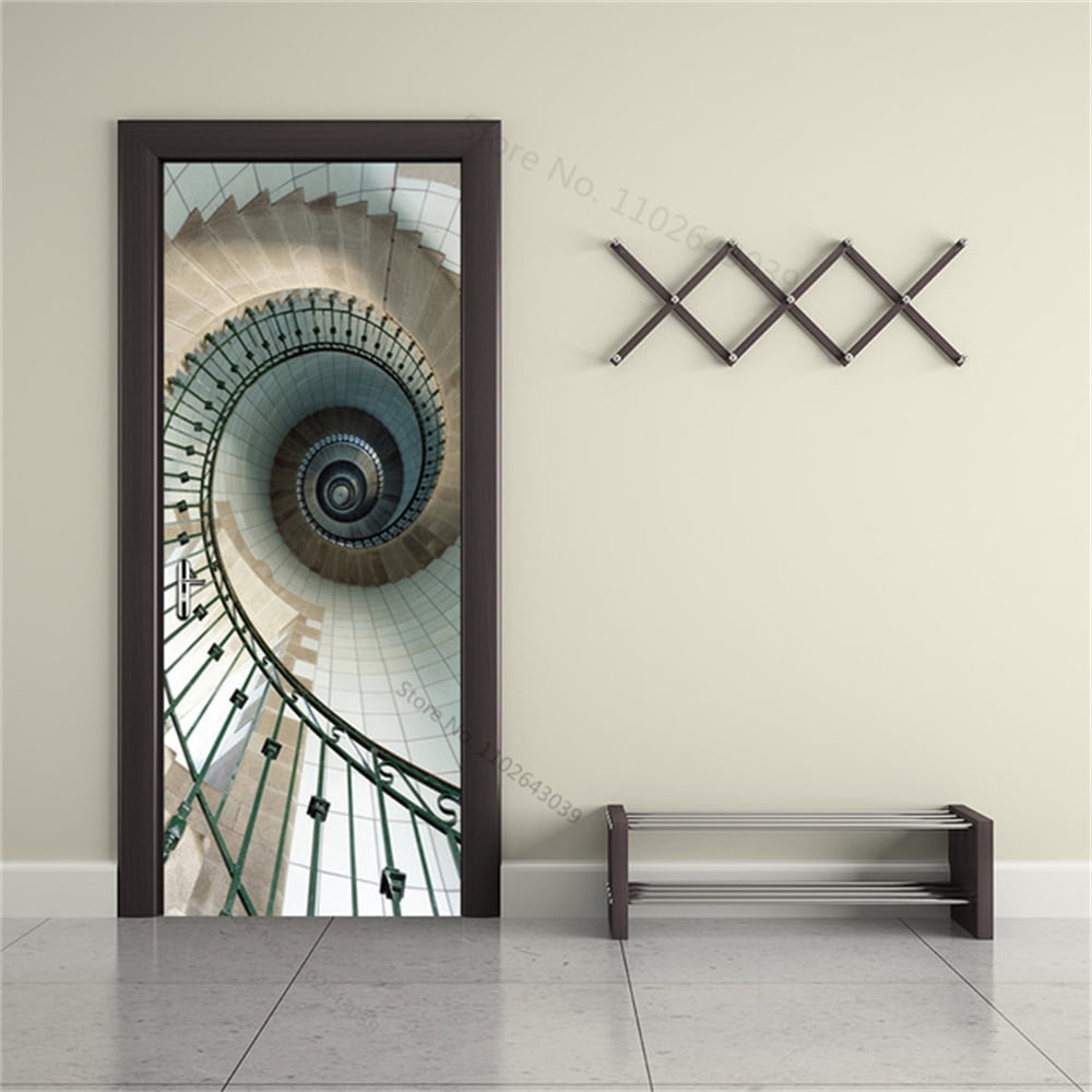 Creative Nordic Luxury Staircase Pattern Door Sticker Self Adhesive ...