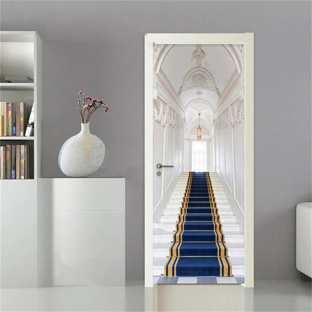 Creative Nordic Luxury Staircase Pattern Door Sticker Self Adhesive ...