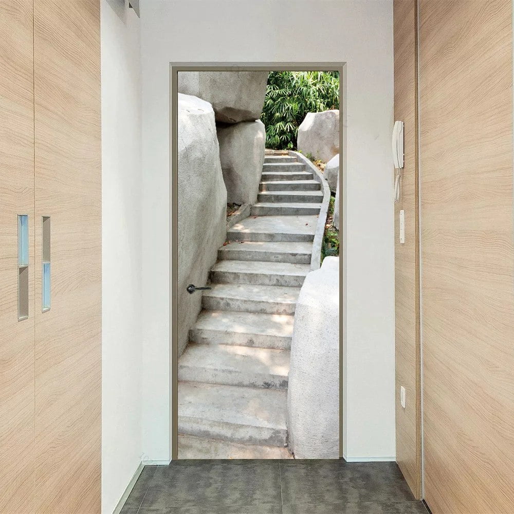 Creative Nordic Luxury Staircase Pattern Door Sticker Self Adhesive ...