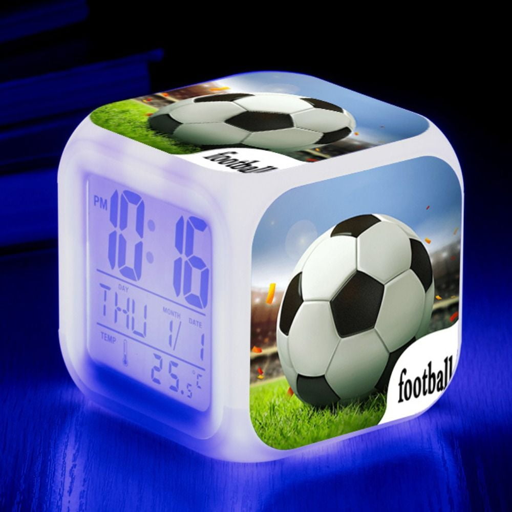 Creative Novelty Square Silent Plastic LED Display Digital Clock Soccer ...