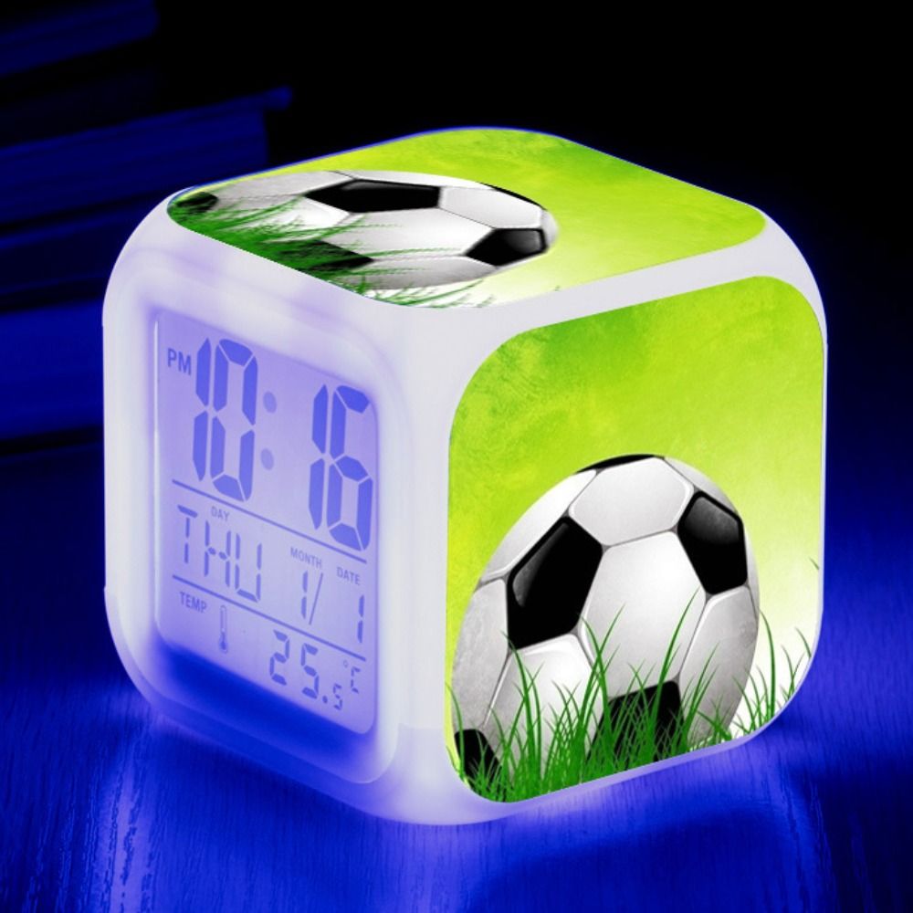 Creative Novelty Square Silent Plastic LED Display Digital Clock Soccer ...