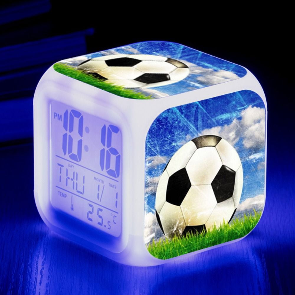 Creative Novelty Square Silent Plastic LED Display Digital Clock Soccer ...