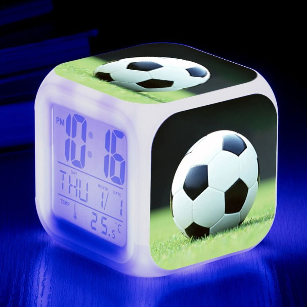 Creative Novelty Square Silent Plastic LED Display Digital Clock Soccer ...