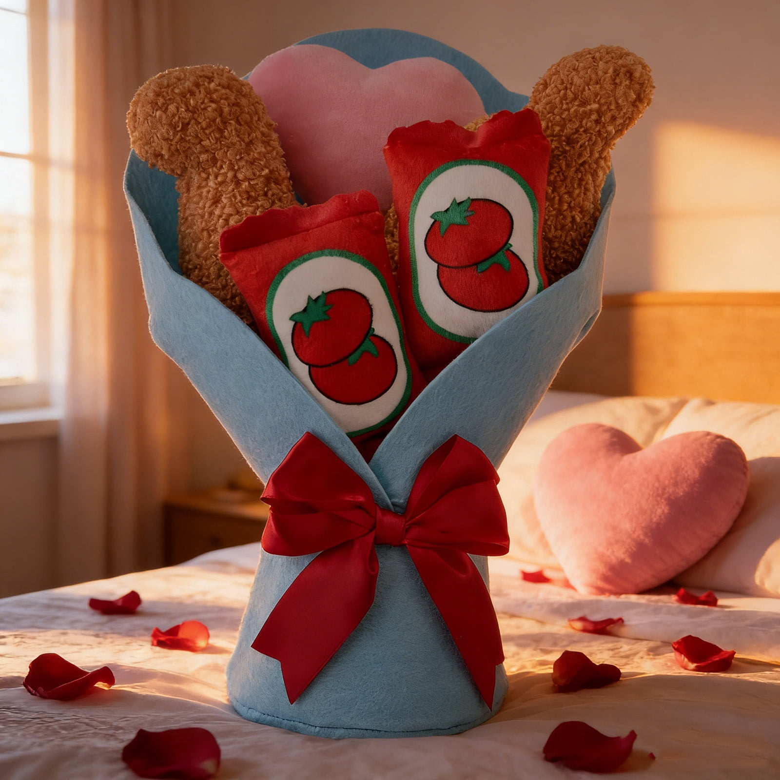 Creative Nugget Flower Plush Bouquet 11.81", Blue Dino Nuggets Stuffed ...