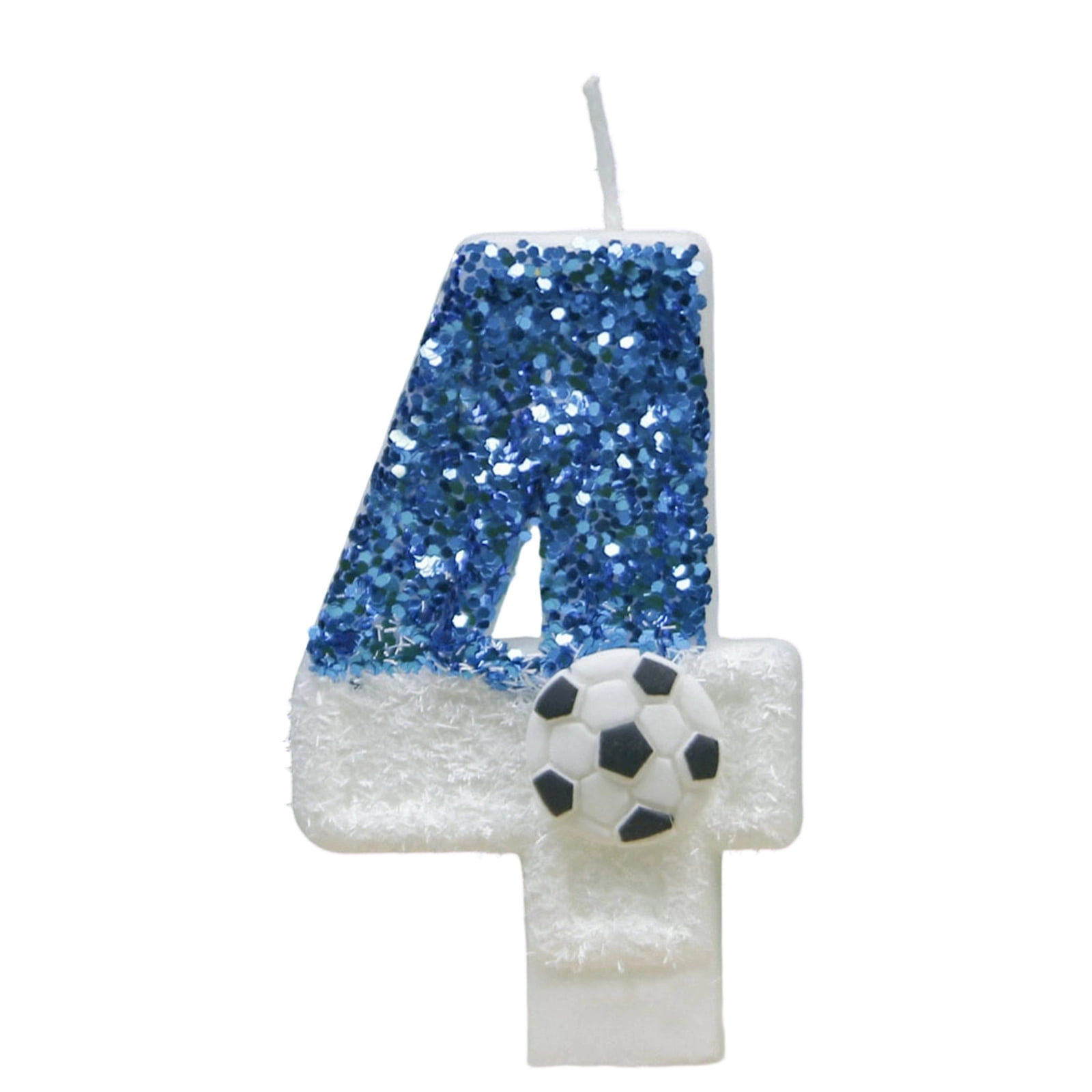 Creative Number Shaped Birthday Candle with Glitter Surface and Soccer ...