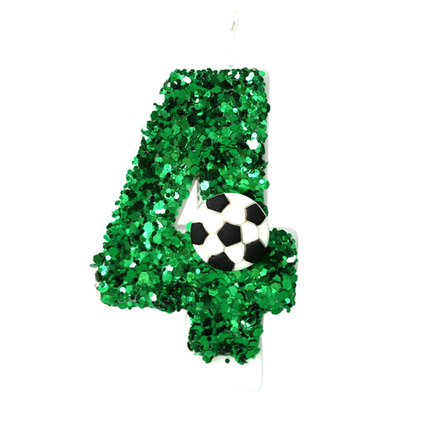 Creative Number Shaped Glitter Candle with Soccer Ball Decoration ...