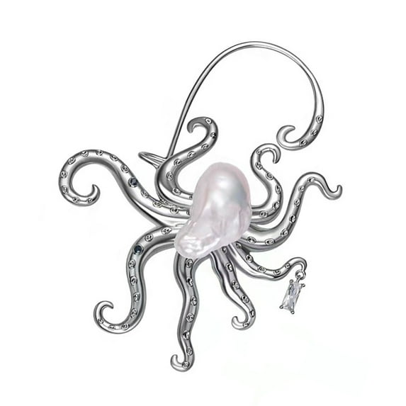 Creative Octopuses Shaped Ear Jewelry with Baroques Pearls Detail ...