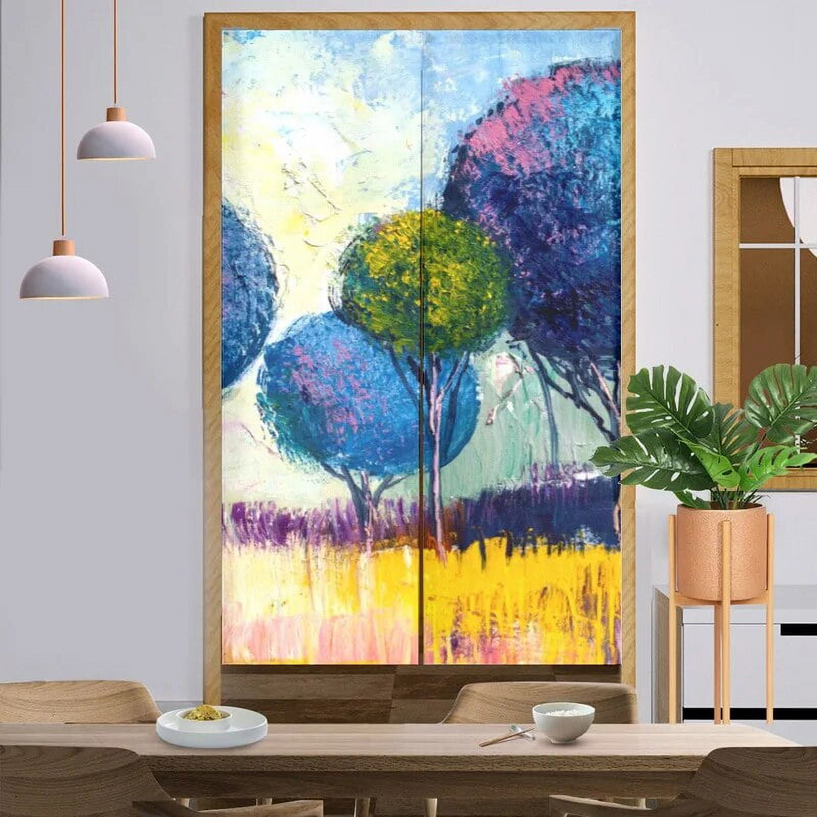 Creative Oil Painting Polyester Door Curtain Bedroom Kitchen Fume-proof Partition Curtain Office ...