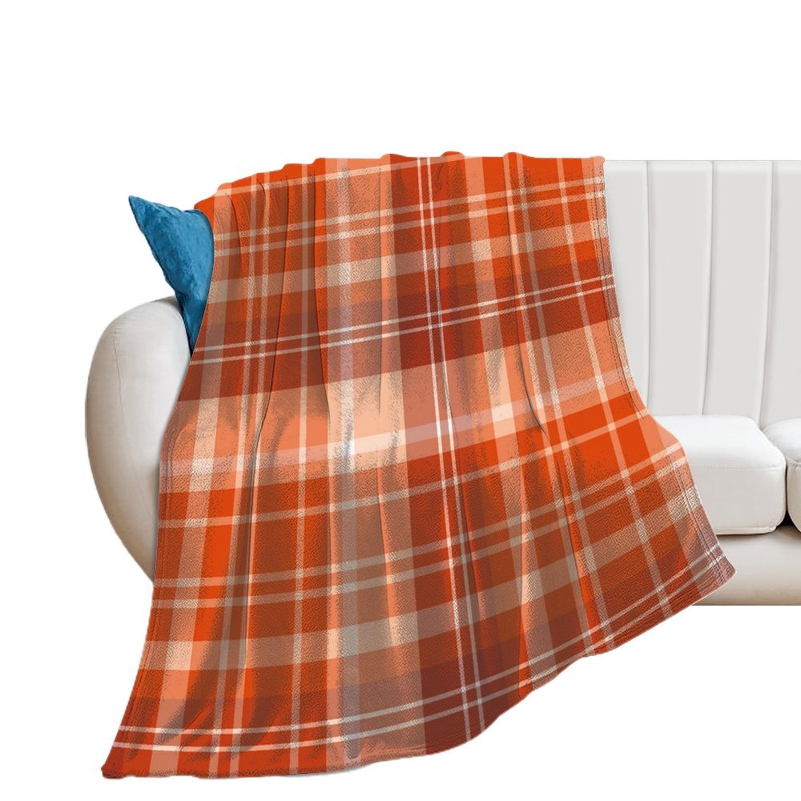 Creative Orange Plaid Throw Blanket 40"*50" （100*130cm） Soft Cozy Warm ...