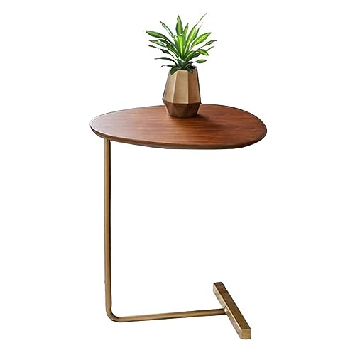Creative Oval Small C-Shaped Coffee Table with Gold Plated Stand, Sleek ...