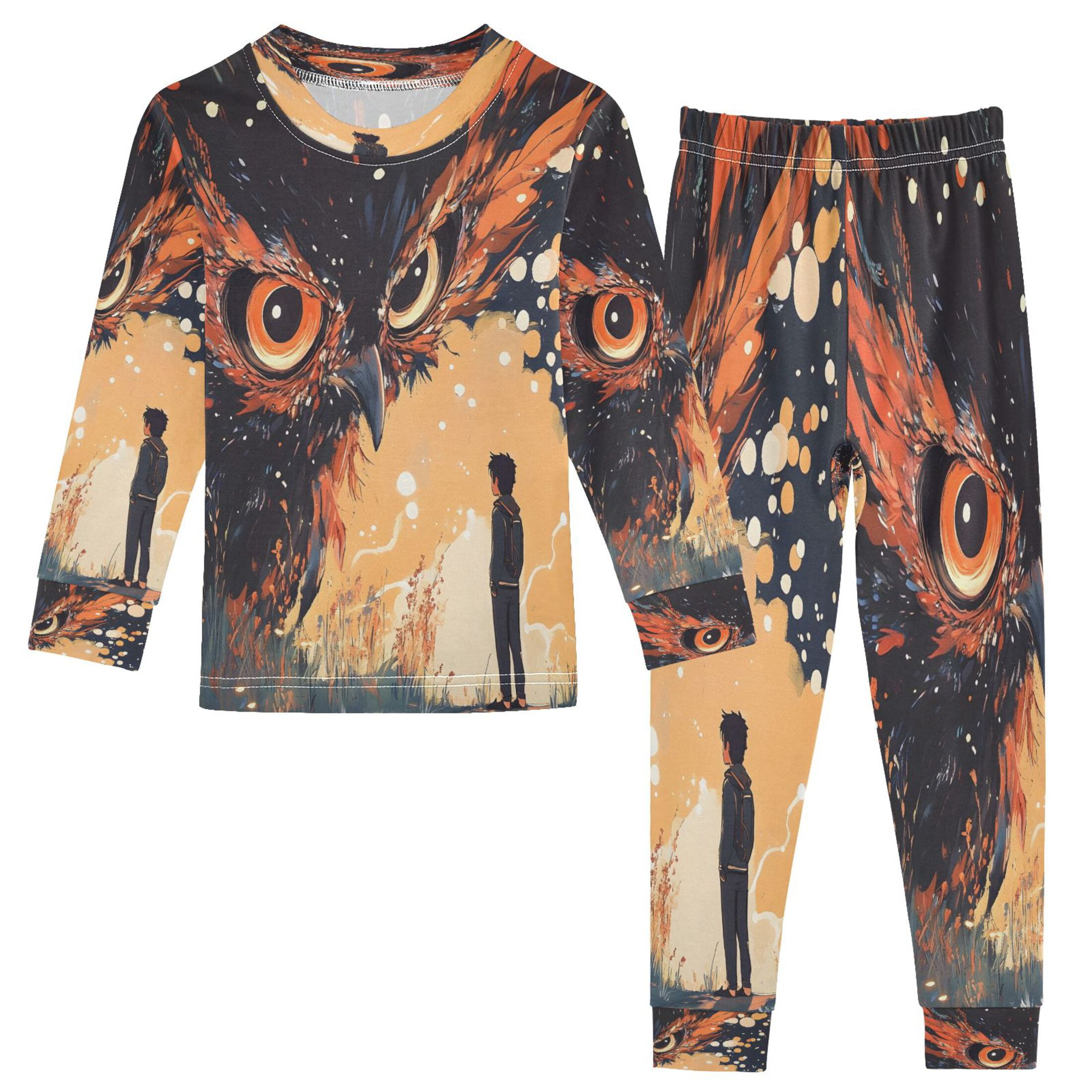 Creative Owl Cotton Pajamas 2 Piece Set Sleepwear Soft and Comfortable ...