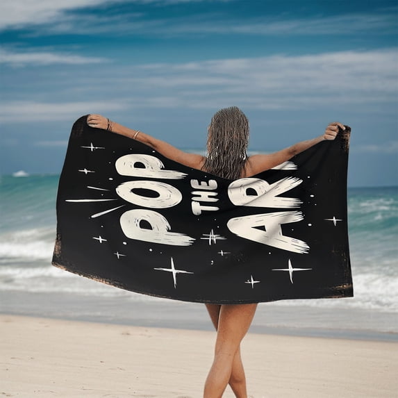 Creative ' POP THE ART ' Beach Towel - Stylish Black & White Design ...