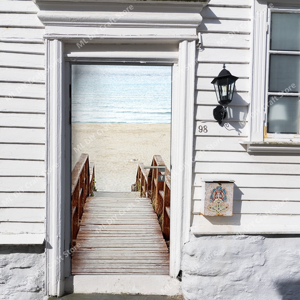 Creative PVC Door Sticker for Cabin Door Sticker Island Wooden Bridge ...