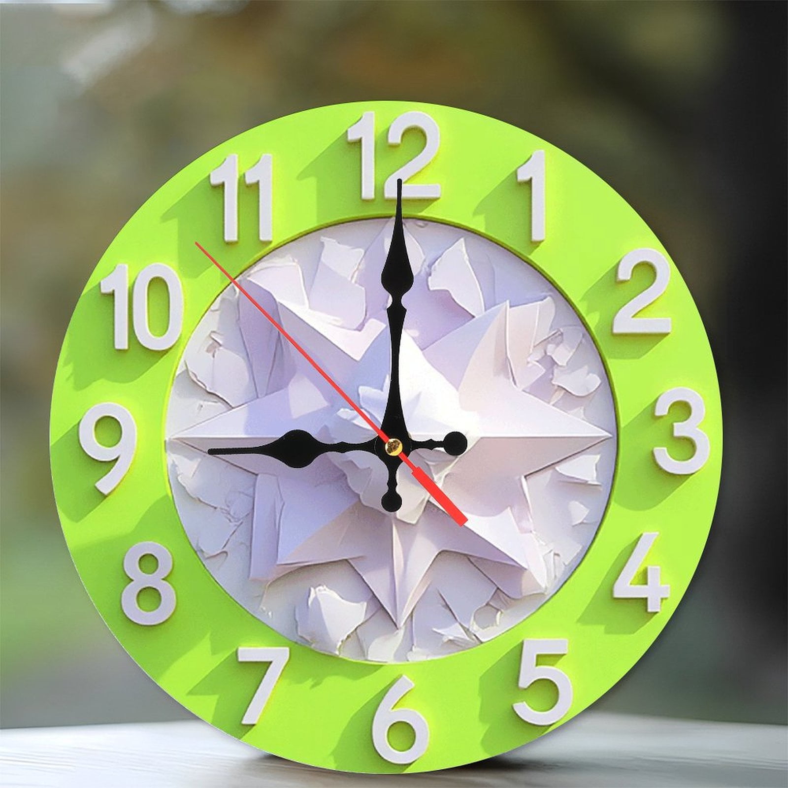 Creative Paper Origami Wall Clock Home Decor 10-Inch Silent Wooden Wall ...