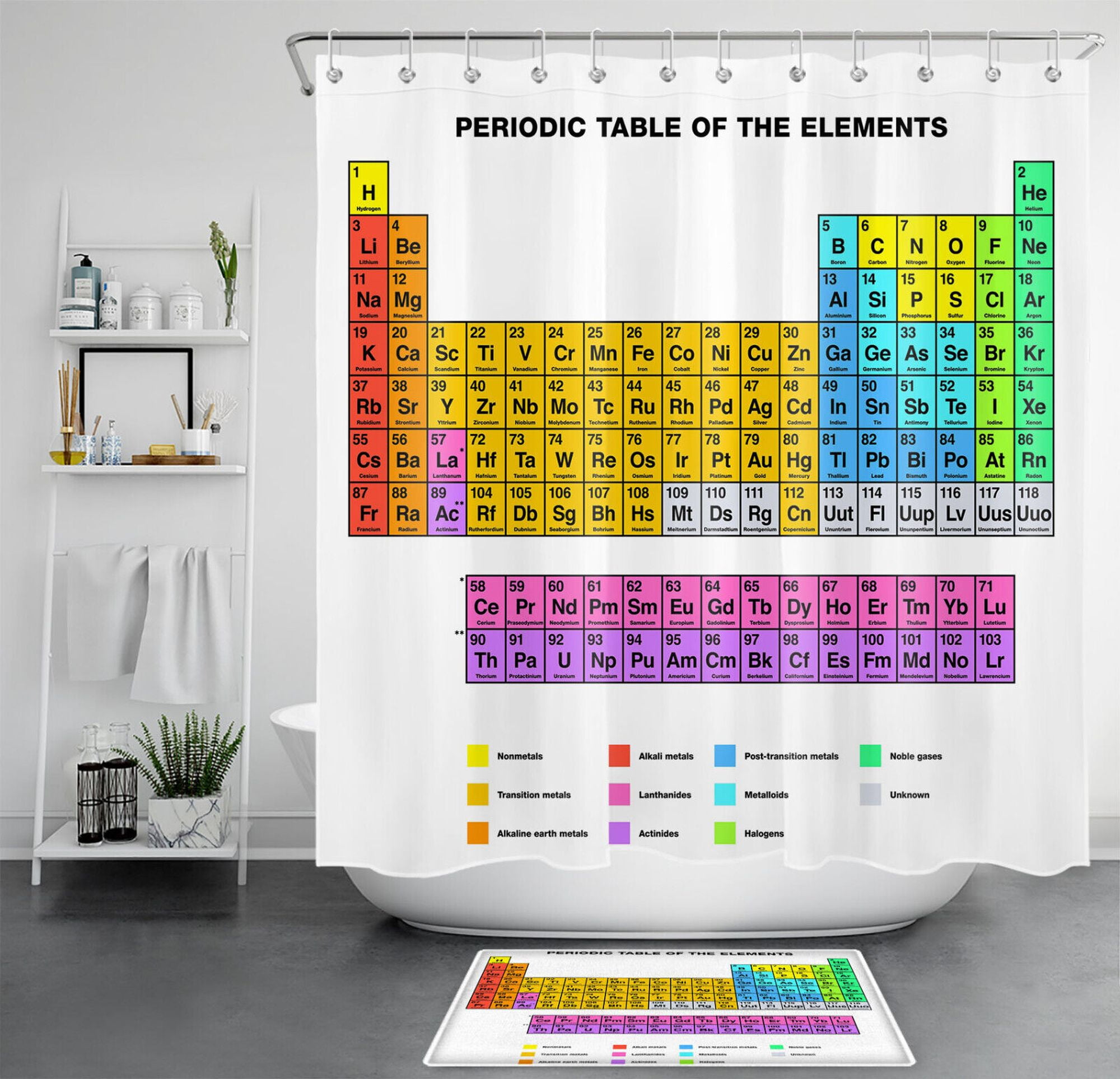 Creative Periodic Table of Elements Shower Curtain Bathroom Accessories ...