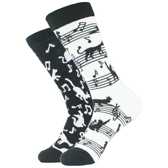 Creative Piano Crew Socks Note Mid-Calf Socks AB Asymmetrical Happy ...