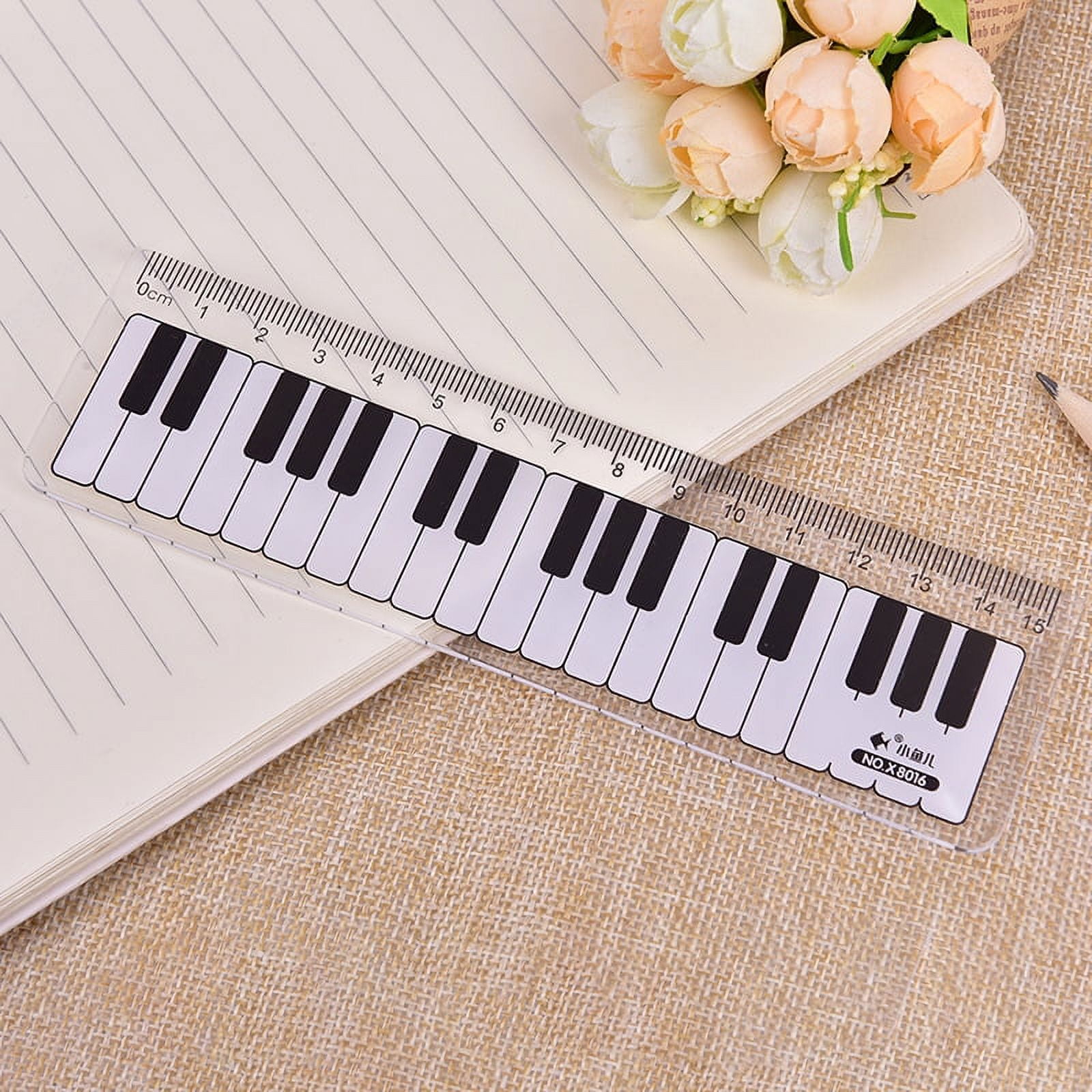Creative Piano Keyboard Ruler 15cm 6in Musical Terms Black and White ...