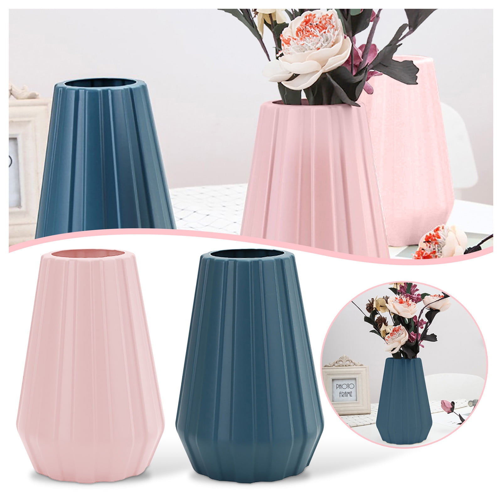 Creative Plastic New PE Durable Vase Office Vase Multi Color Dry Flower ...
