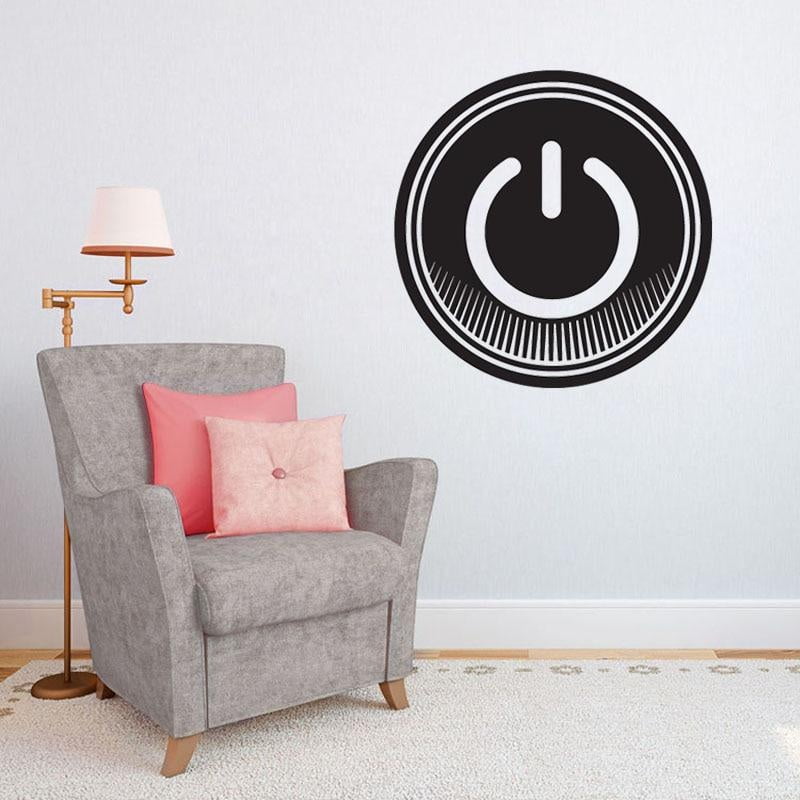Creative Power Button Icon Wall Sticker Switch Button Vinyl Wall Decals ...