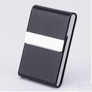 Simyoung Business Name Card Case - PU Leather & Stainless Steel Multi ...