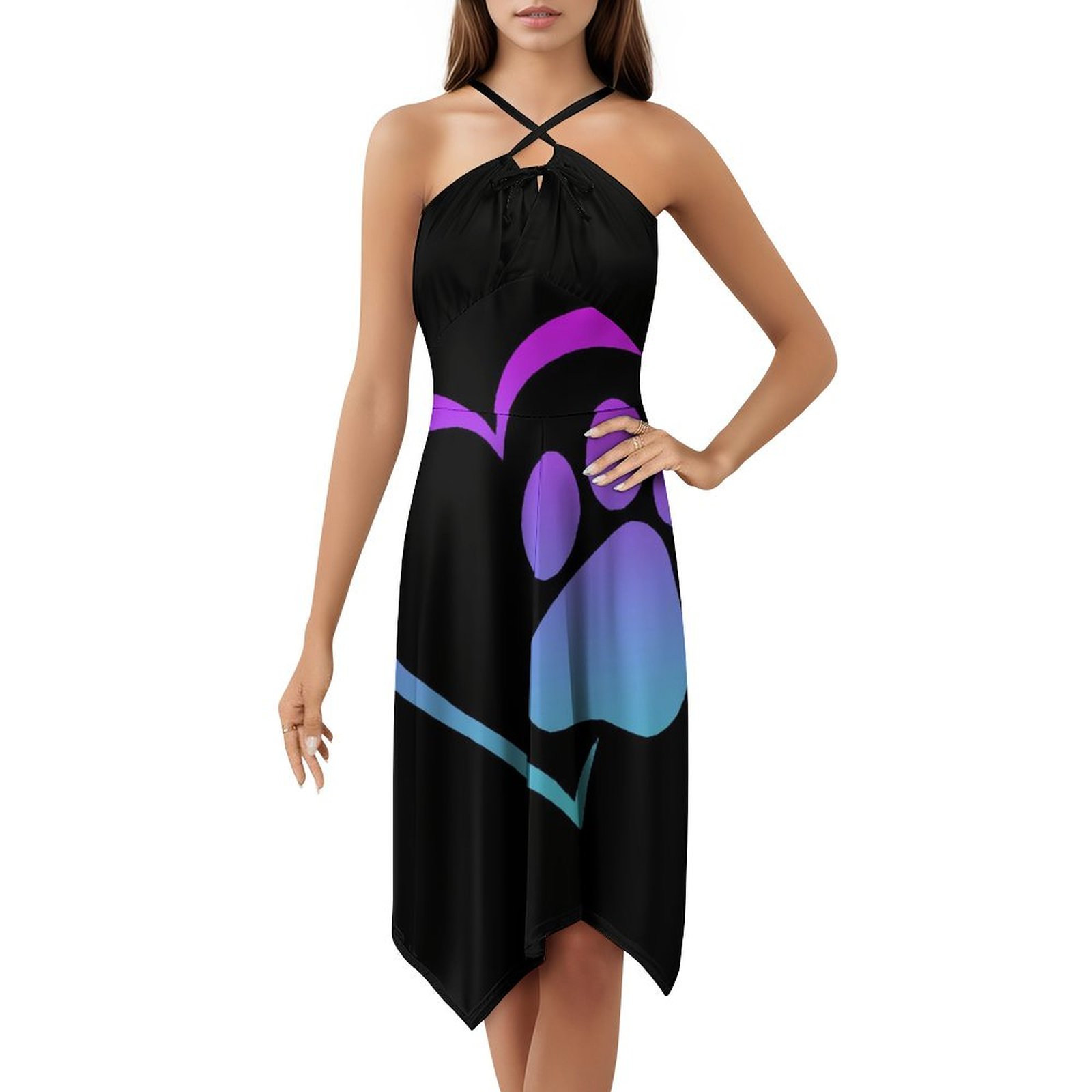 Creative Printing Love Foot Dress Elegant Party Dresses Evening Dresses ...