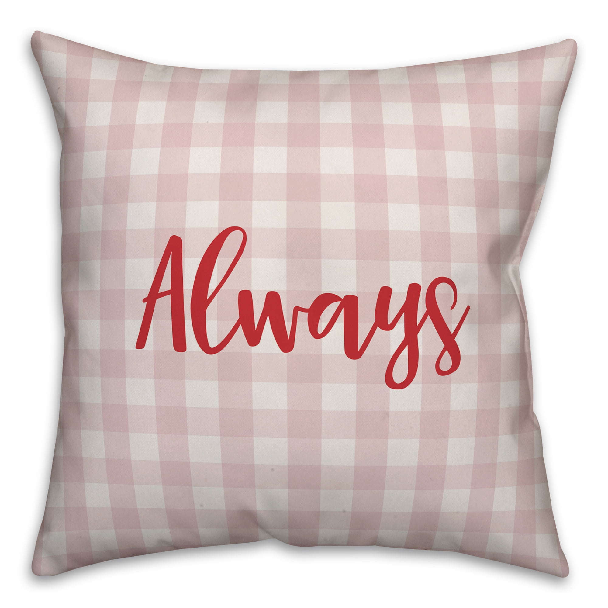 Creative Products Always in Red Text on Pink Plaid 16x16 Spun Poly ...