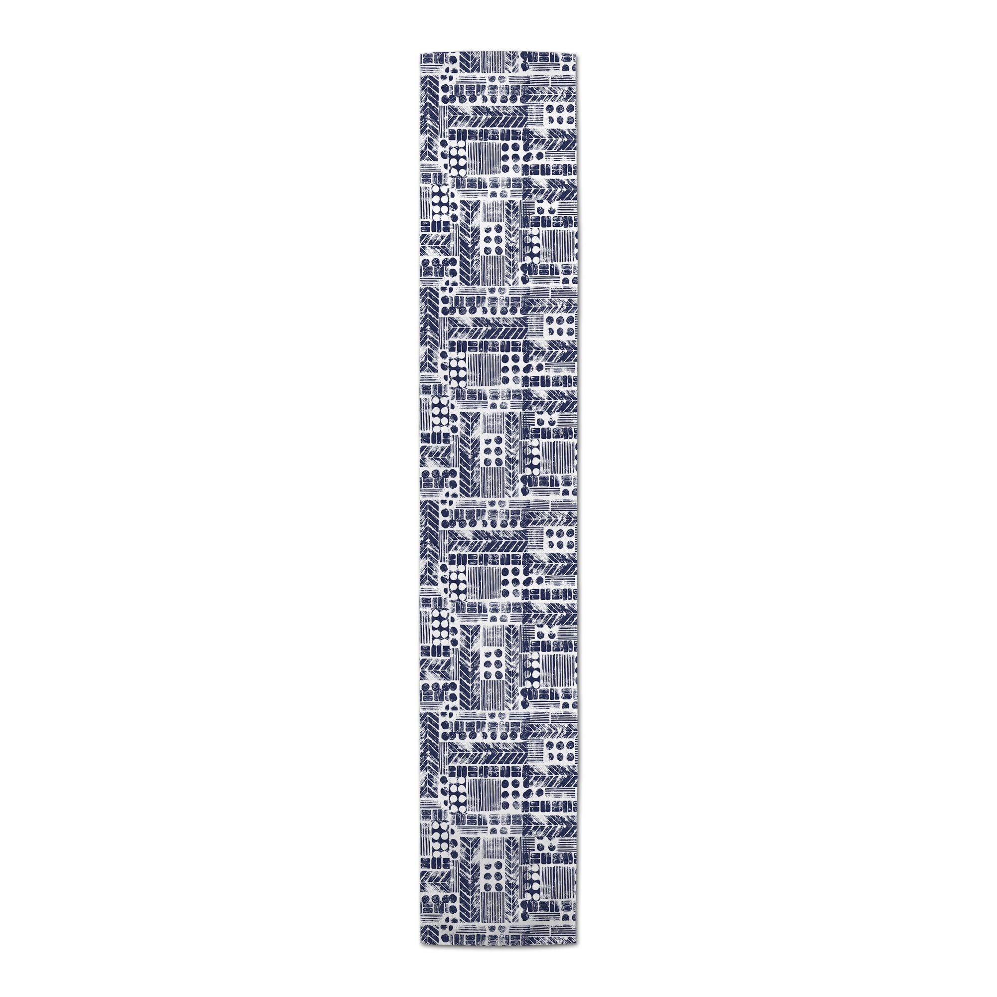 Creative Products Aztec Tribal Stamp Pattern Navy Blue 16x72 Poly Twill ...