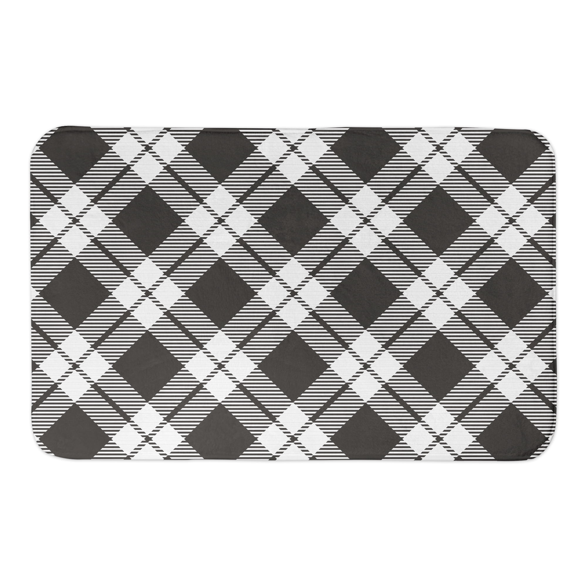 Creative Products Black And White Plaid 34x21 Bath Mat - Walmart.com