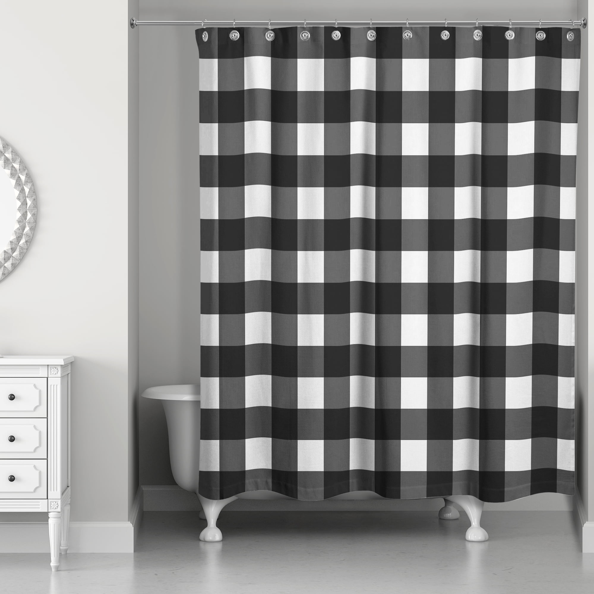 Creative Products Black Buffalo Check 71x74 Shower Curtain - Walmart.com