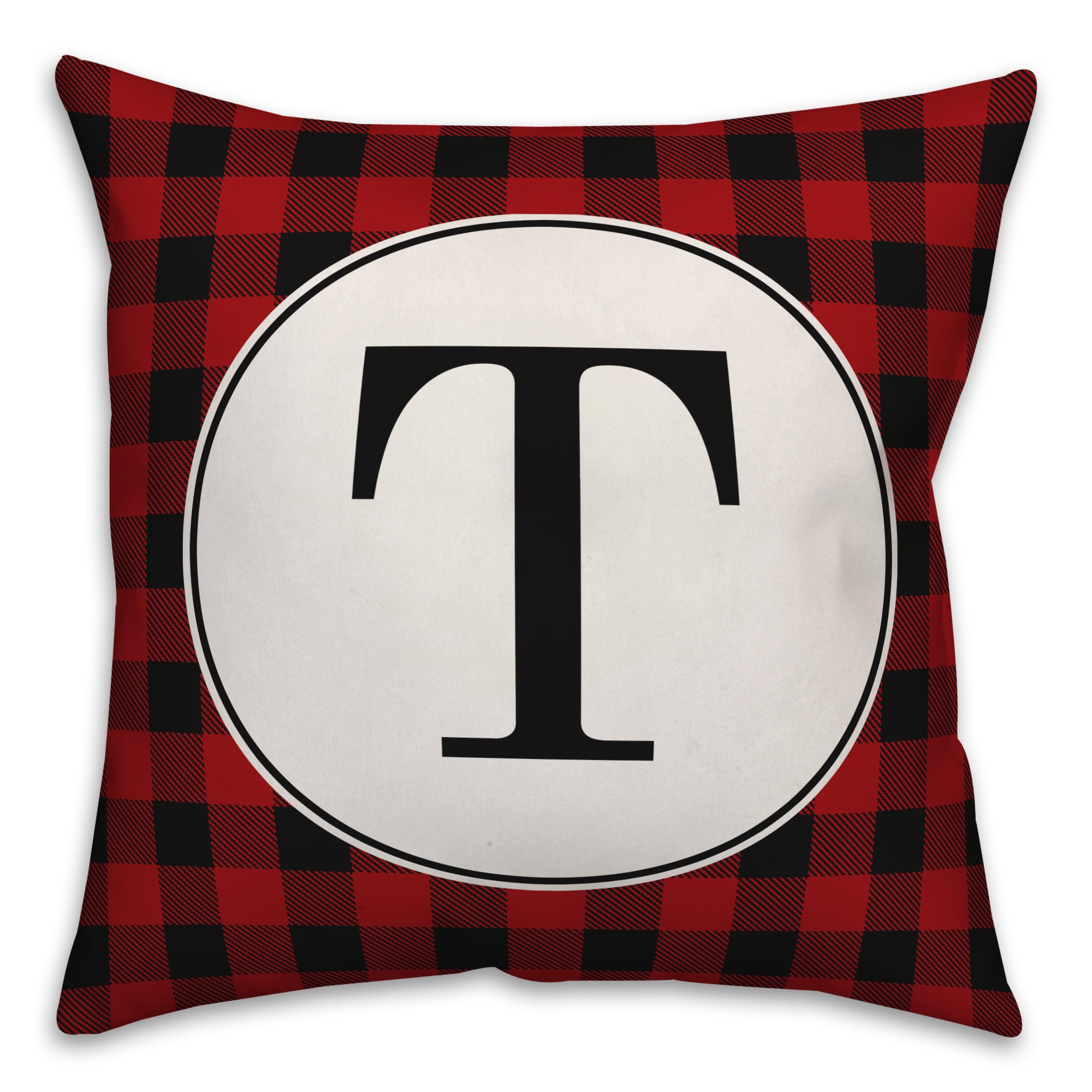 Creative Products Black & Red Buffalo Check Plaid Monogram 18x18 Spun ...