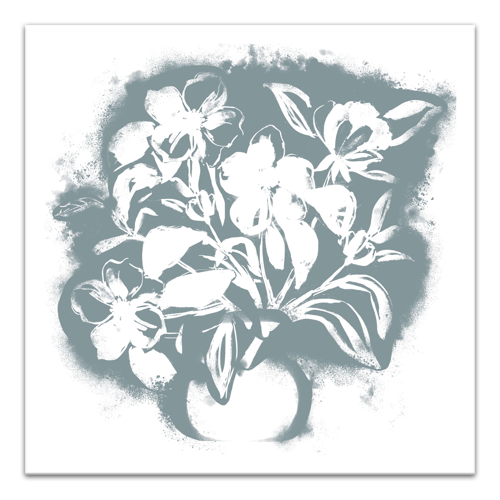 Creative Products Blue Spray Paint Floral 30 x 30 Canvas Wall Art ...