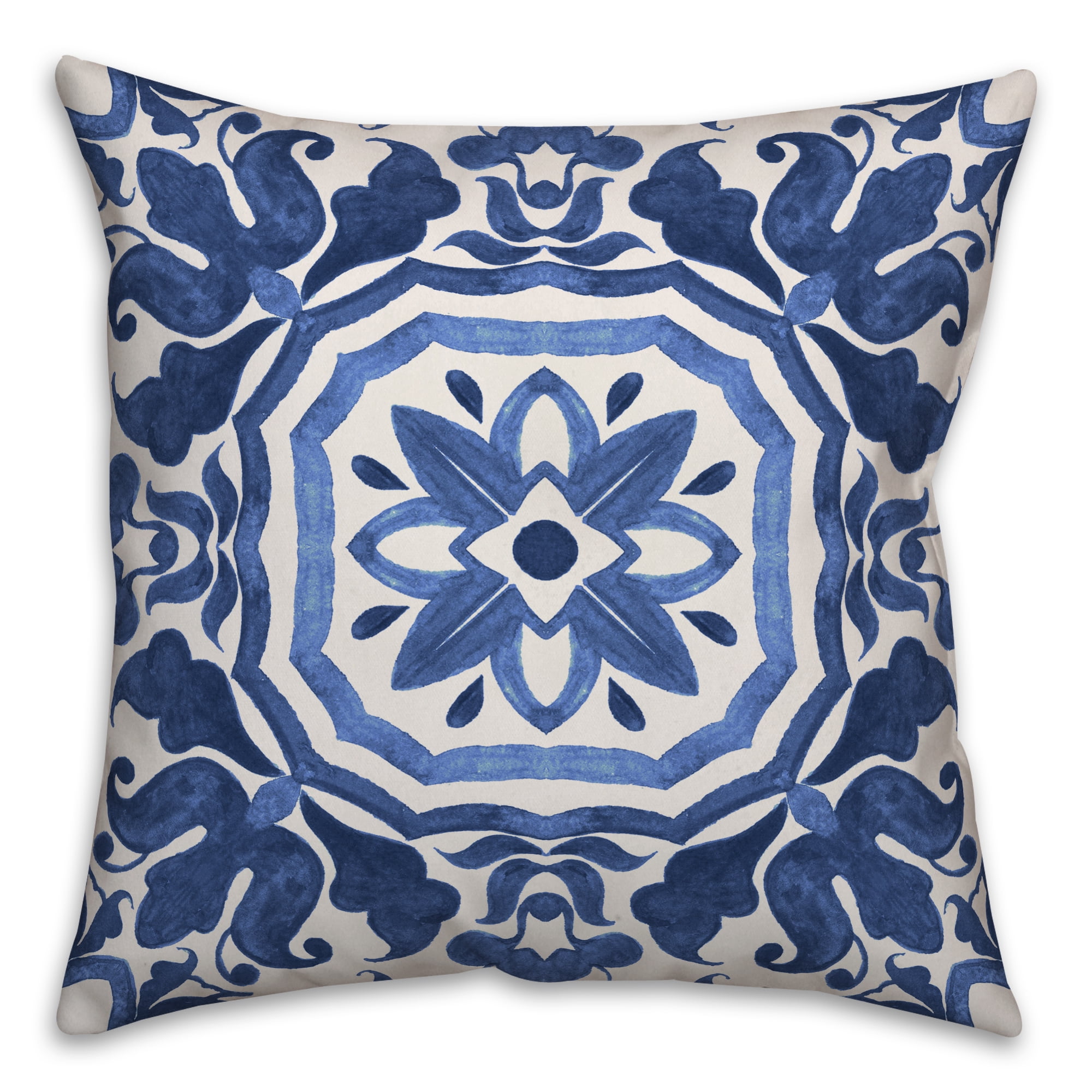 Creative Products Blue Watercolor Damask Tile 20x20 Spun Poly Pillow ...