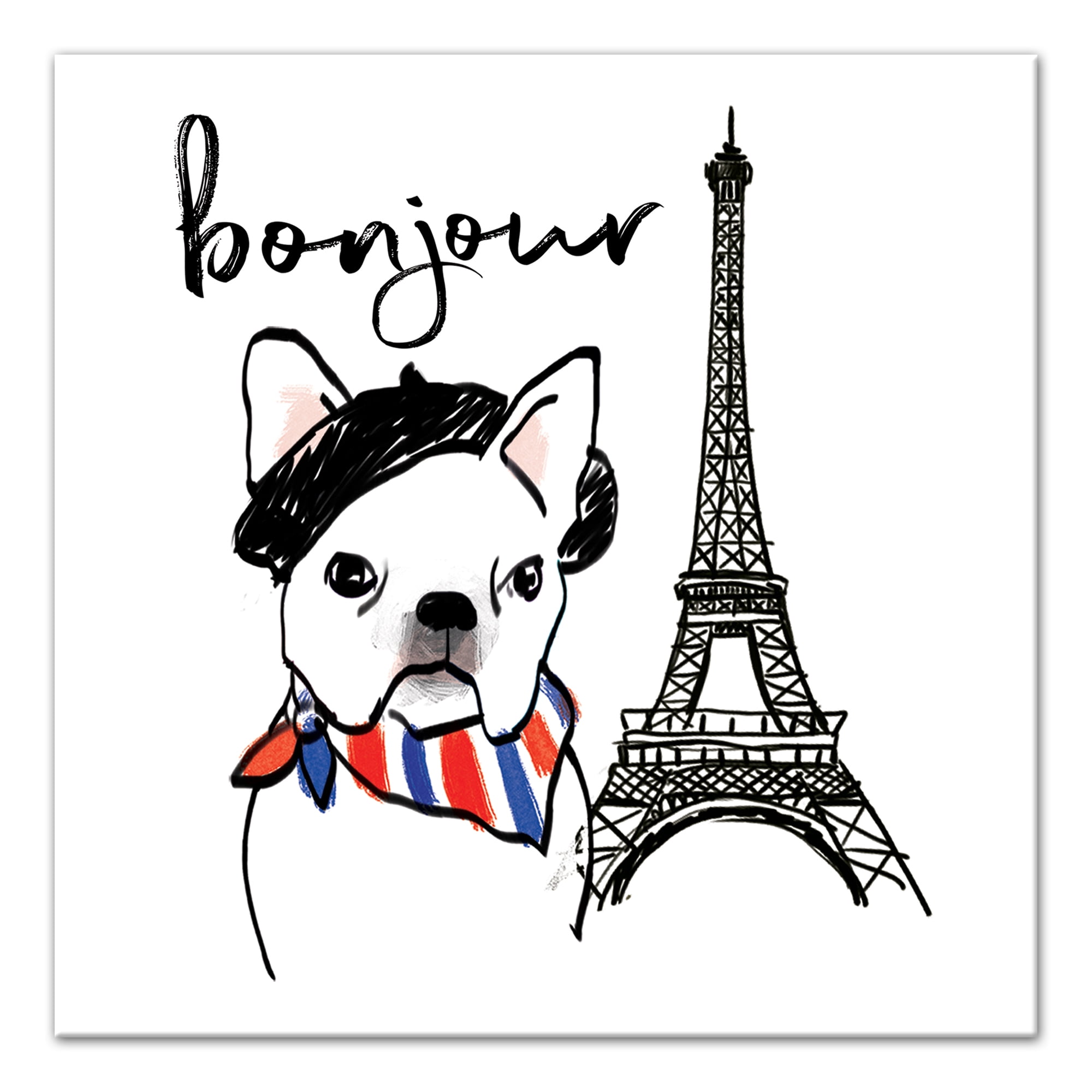 Creative Products Bonjour Frenchie Dog 36 x 36 Canvas Wall Art ...
