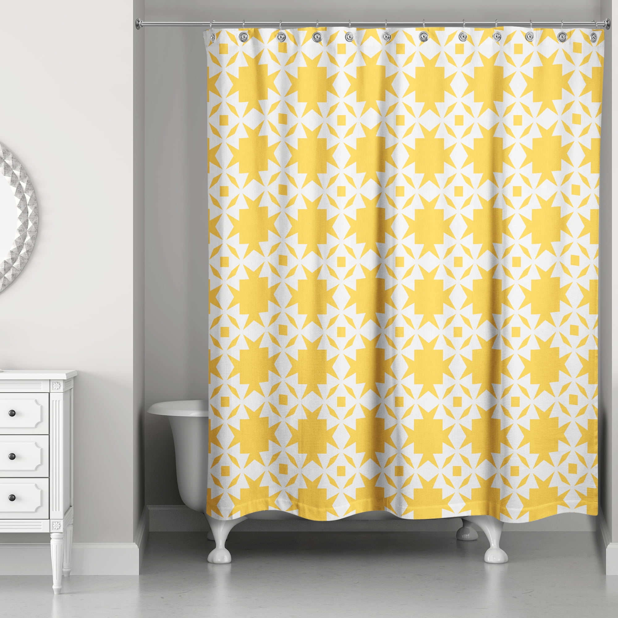Creative Products Folk Southwestern Pattern in Yellow 71x74 Shower ...