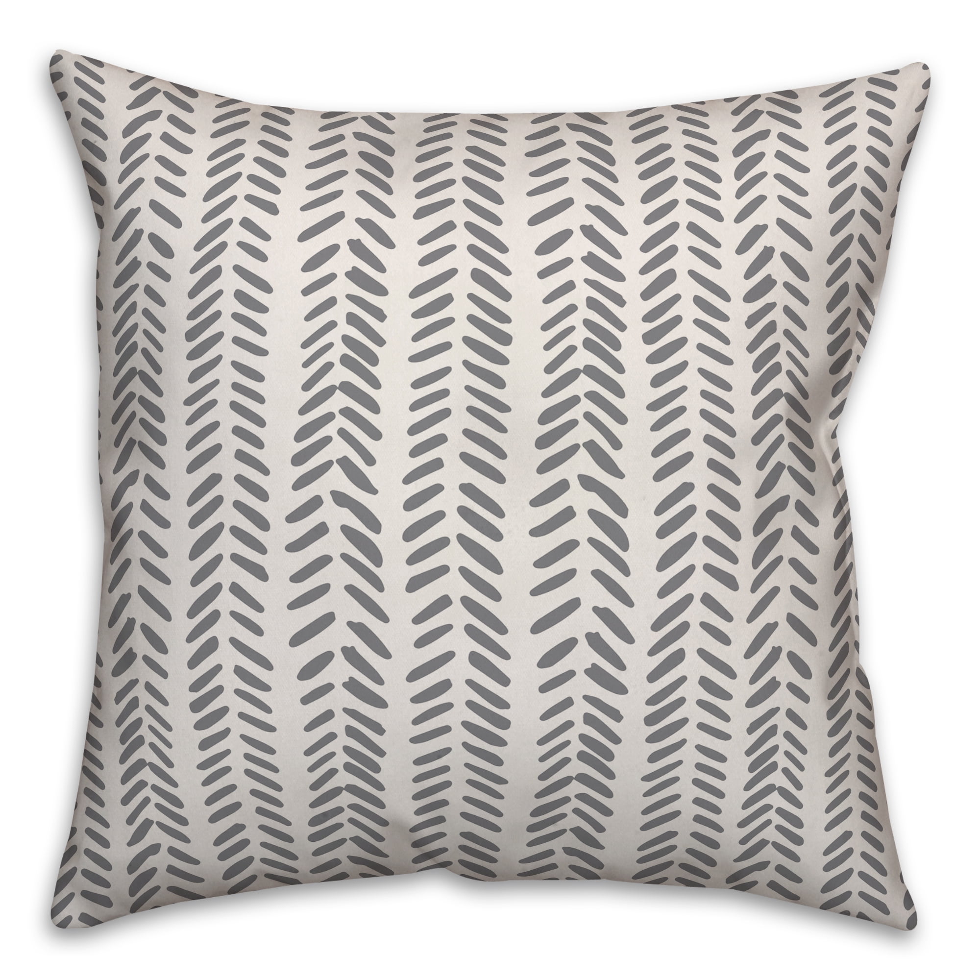 Creative Products Grey and White Modern Herringbone 18x18 Spun Poly ...